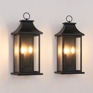2-Pack 22" Large Outdoor Wall Lights, Porch Wall Sconce Lanterns, Exterior Wall Mount Lighting ...